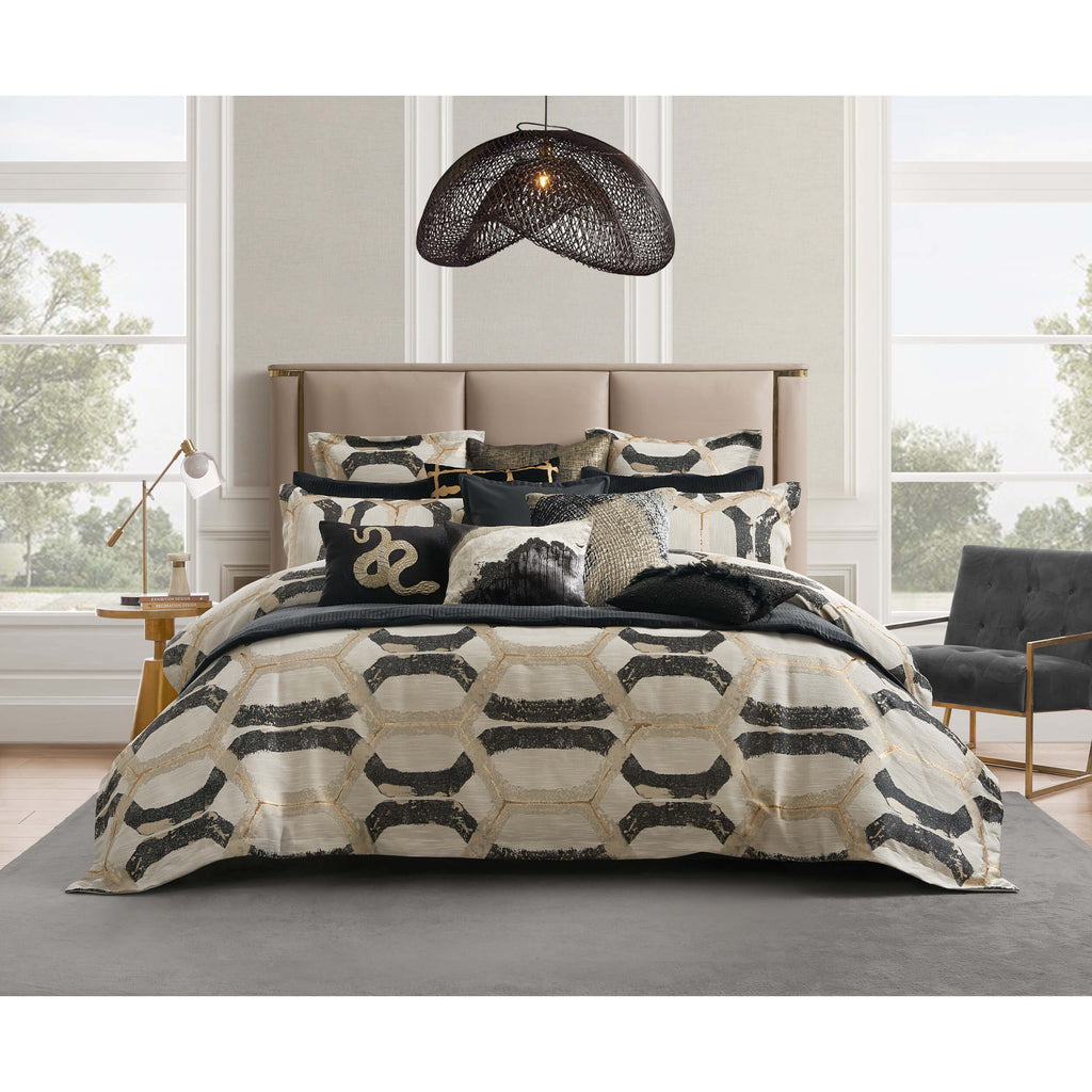 Noir Duvet Set, Black Geometric – High Fashion Home