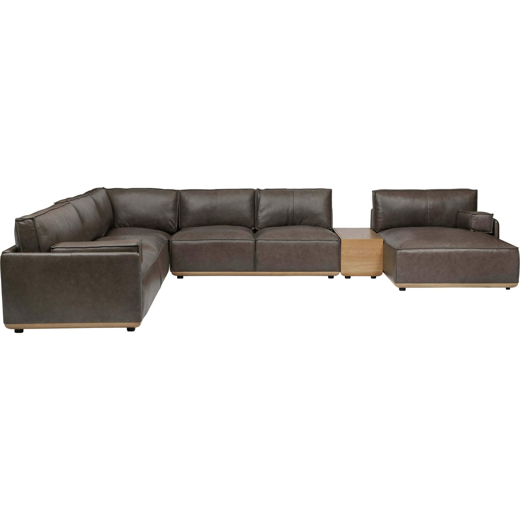 Sutton 5 Piece Leather Sectional, York Mushroom – High Fashion Home