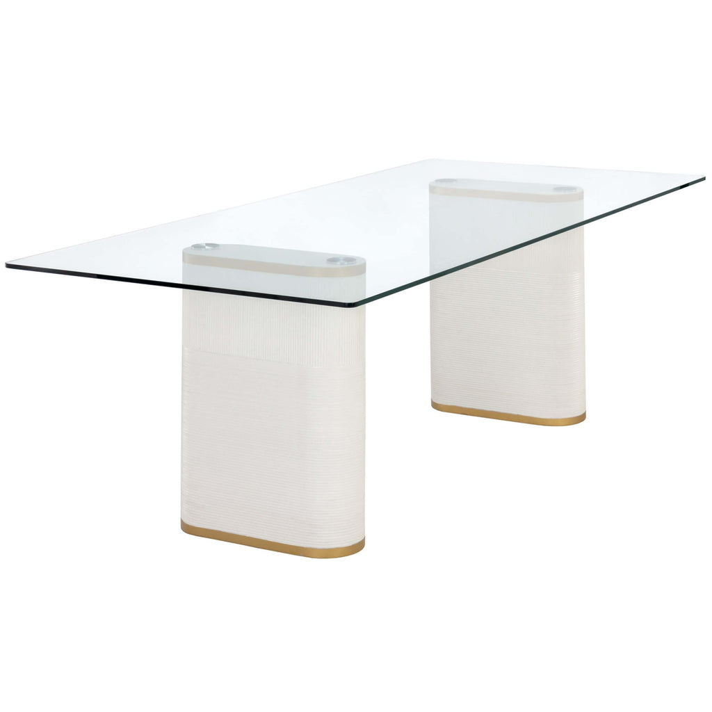 Aemond Rectangular Glass Top Dining Table, White – High Fashion Home