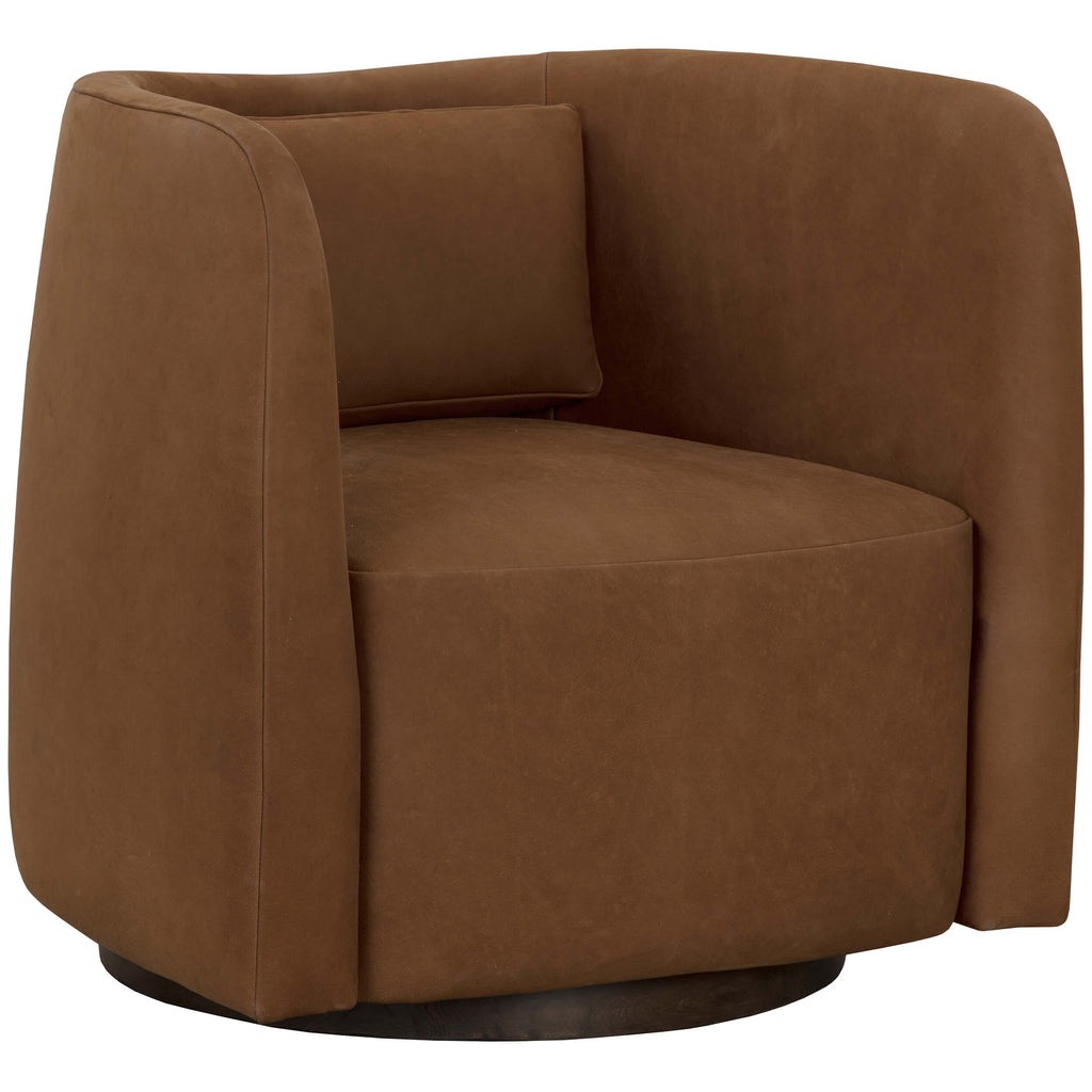 Emilie Leather Swivel Chair, Nubuck Caramel – High Fashion Home