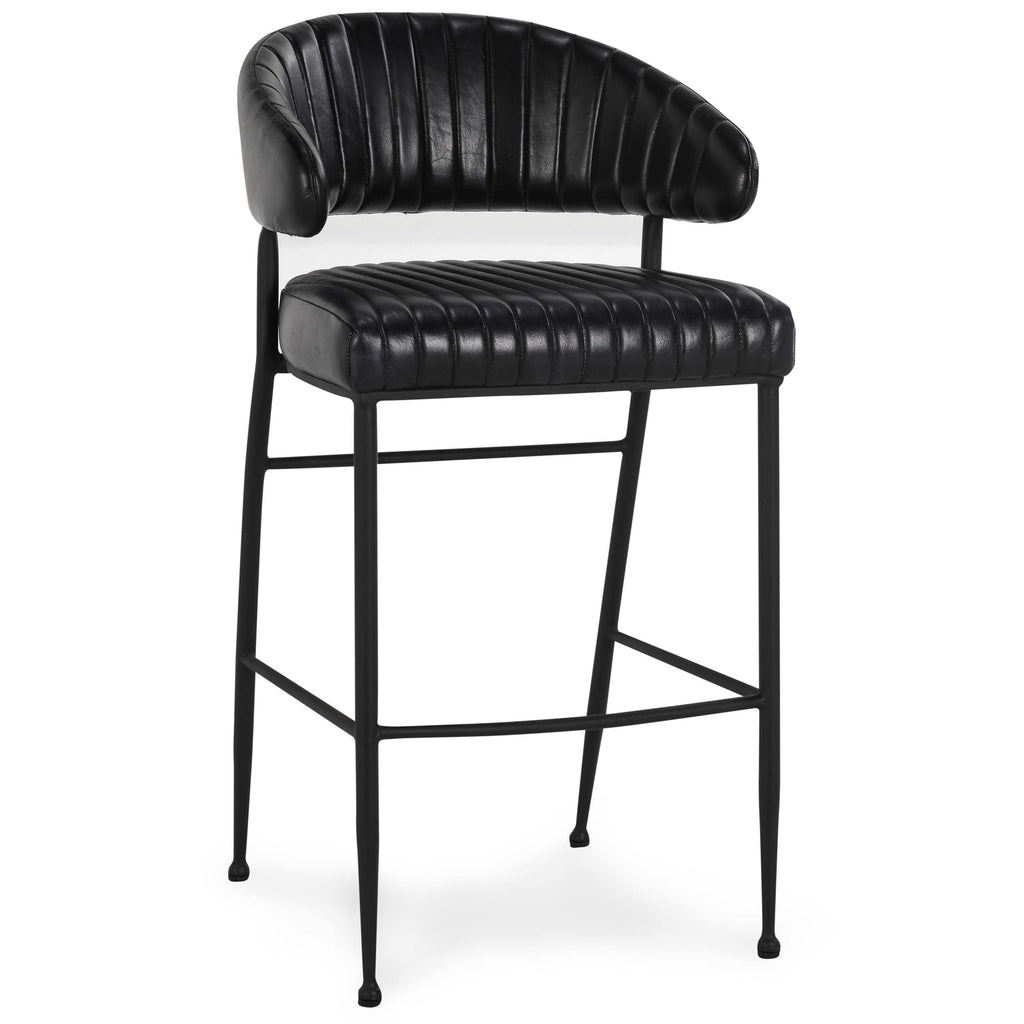 Umbria Leather Bar & Counter Stool, Jet Black – High Fashion Home
