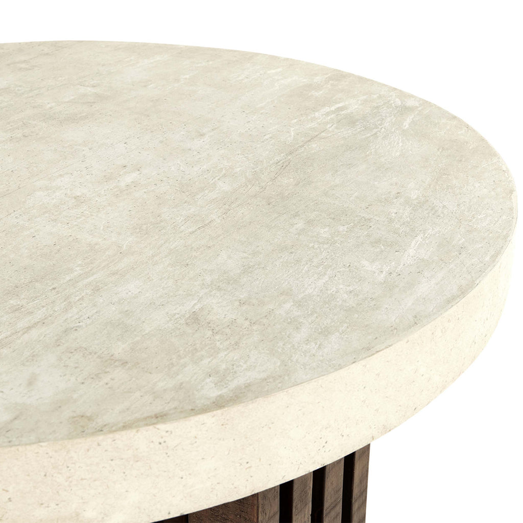 Aspen Round End Table, Antique White/Distressed Brown – High Fashion Home