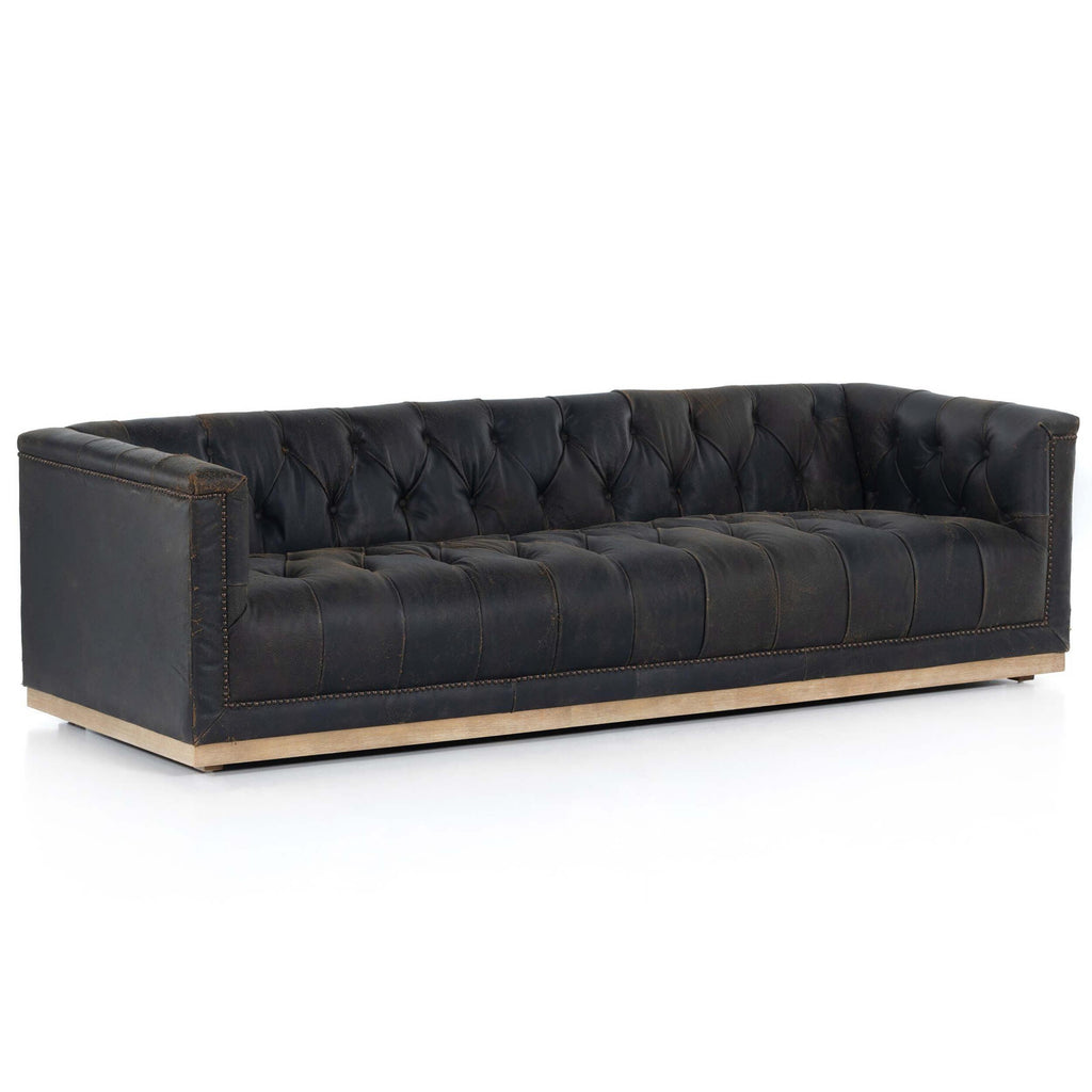 Maxx Leather Sofa, Destroyed Black by Four Hands – High Fashion Home