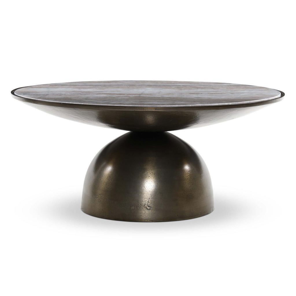 Corbett Small Coffee Table, Creamy Taupe Marble/Aged Bronze by Four Ha ...