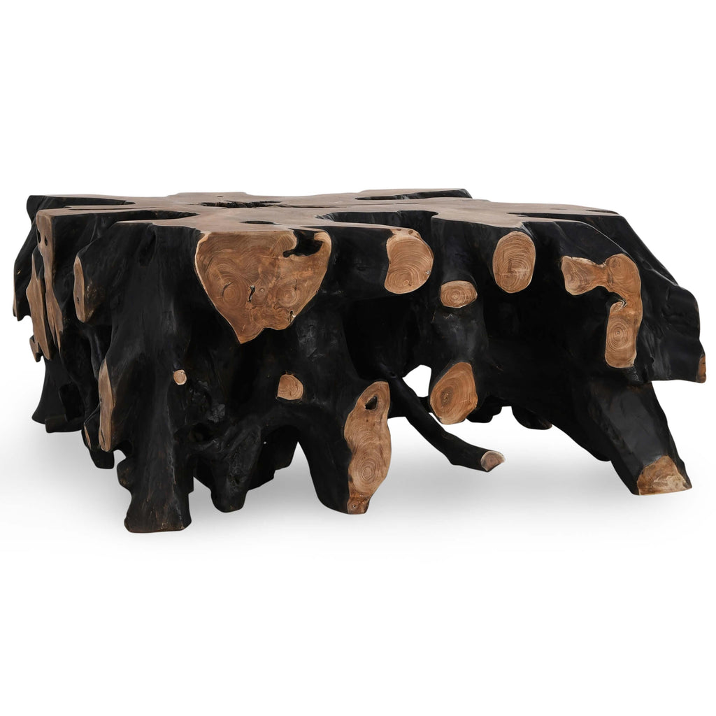 Cypress Root Square Coffee Table, Black/Natural – High Fashion Home