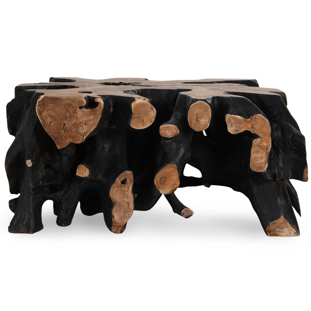 Cypress Root Square Coffee Table, Black/Natural – High Fashion Home