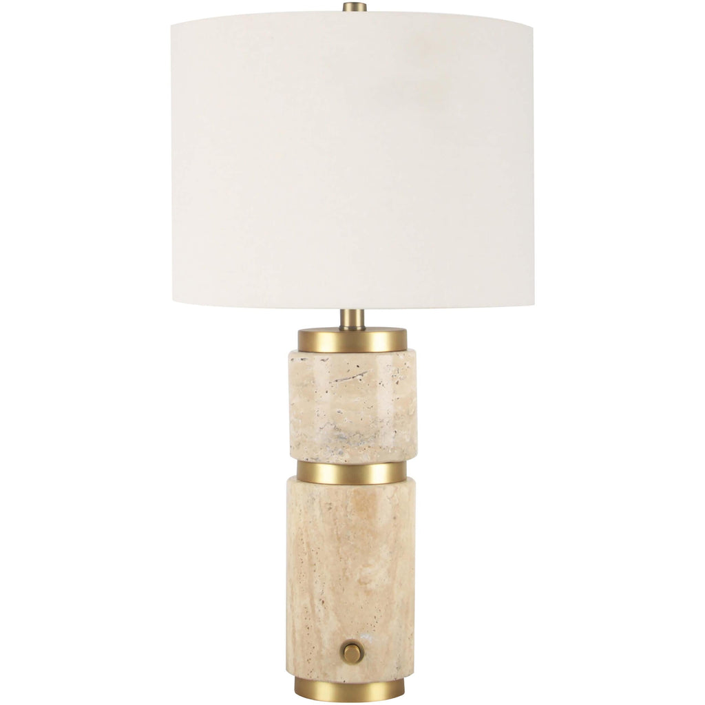 Knox Travertine Table Lamp, Gold/Ivory – High Fashion Home
