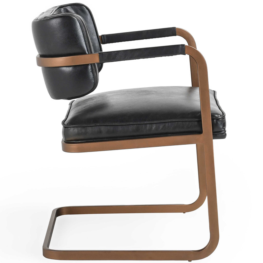 Fonda Leather Dining Chair, Jet Black, Set of 2 – High Fashion Home