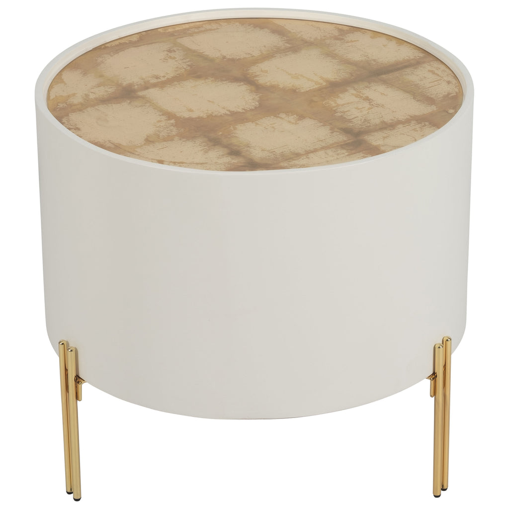 Gold Leaf Top Side Table, White – High Fashion Home