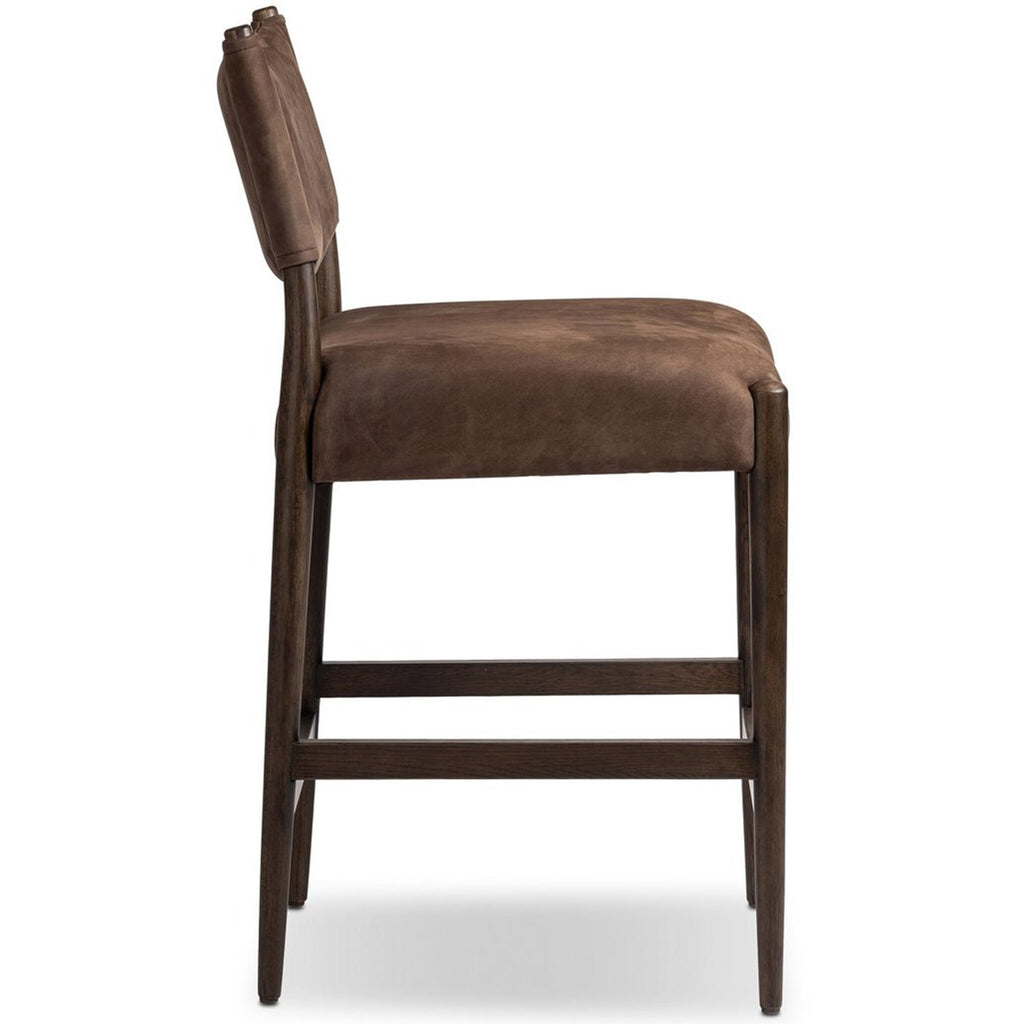 Jayla Leather Counter Stool, Nubuck Cigar by Four Hands – High Fashion Home
