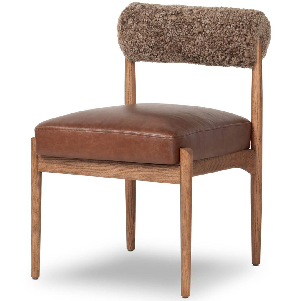 Jazelle Leather Dining Chair, Taupe Shearling, Set of 2 by Four Hands ...