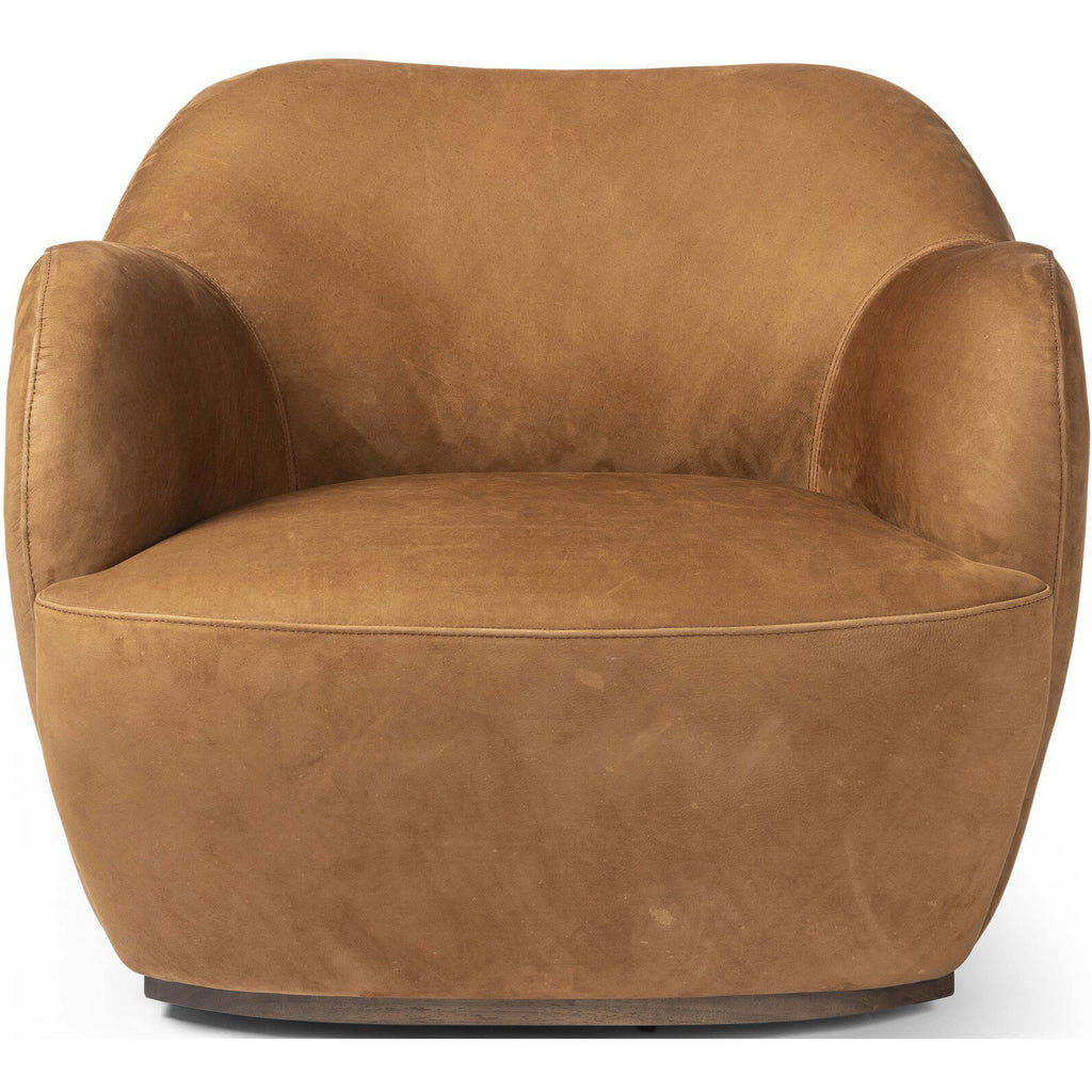 Julius Leather Swivel Chair, Nubuck Cognac by Four Hands – High Fashion ...