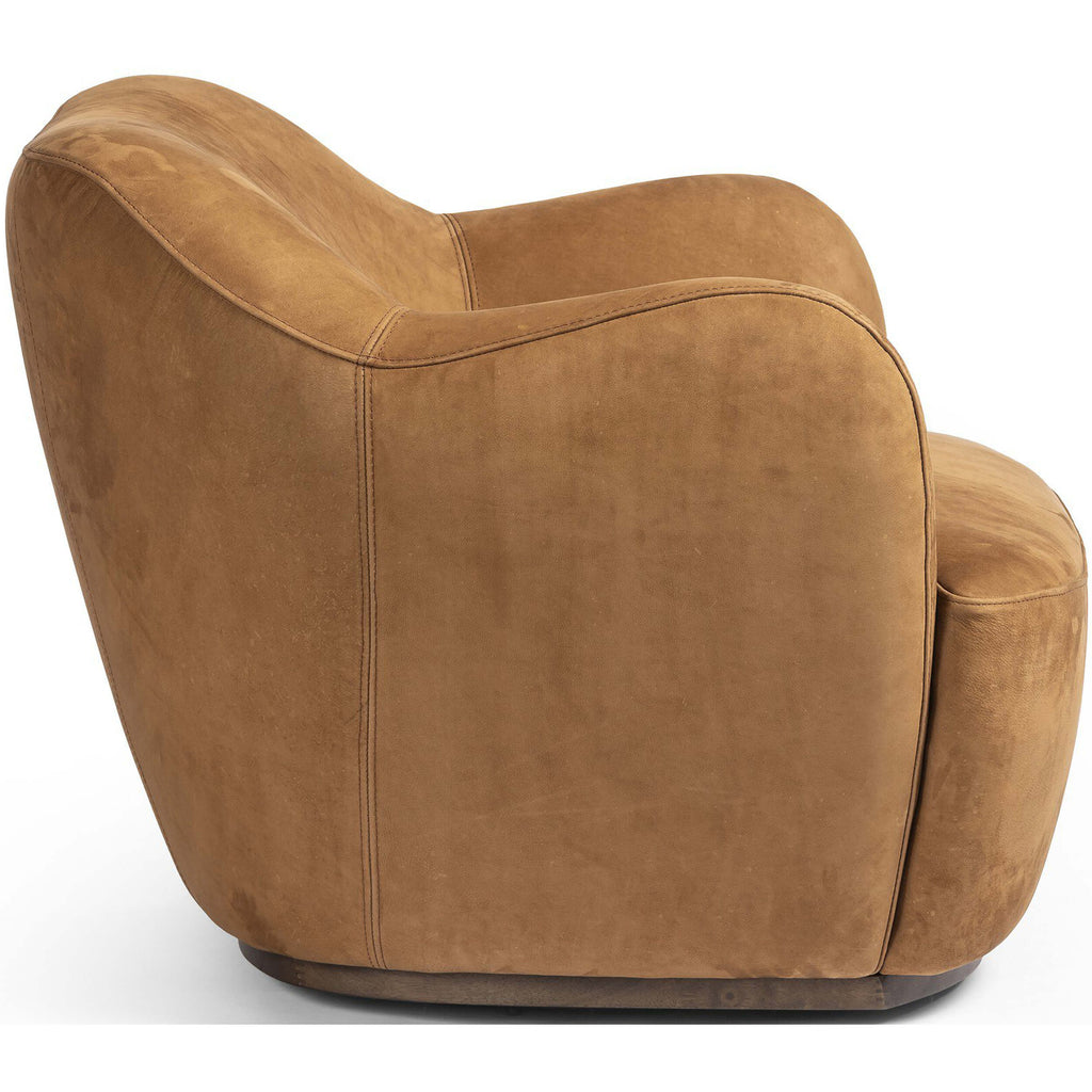 Julius Leather Swivel Chair, Nubuck Cognac by Four Hands – High Fashion ...
