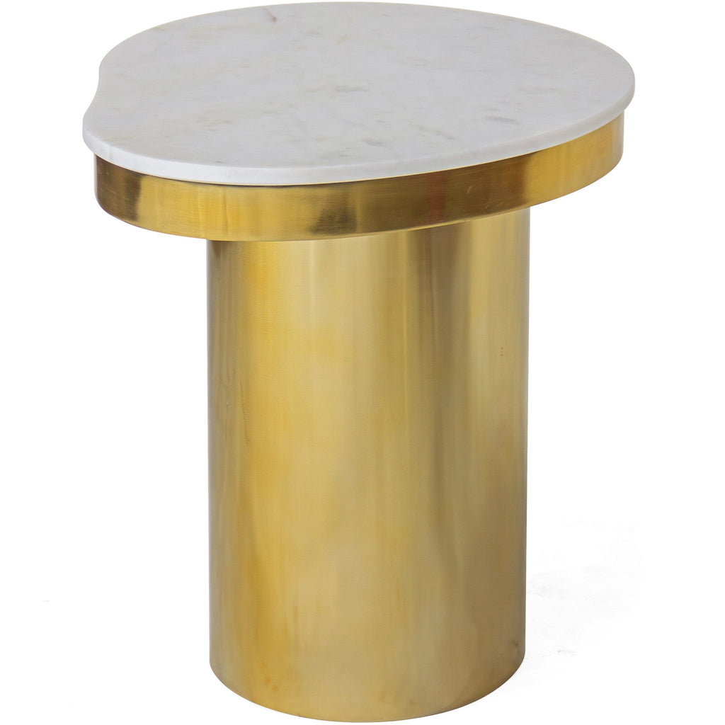 Kidney Marble Side Table, Brass – High Fashion Home