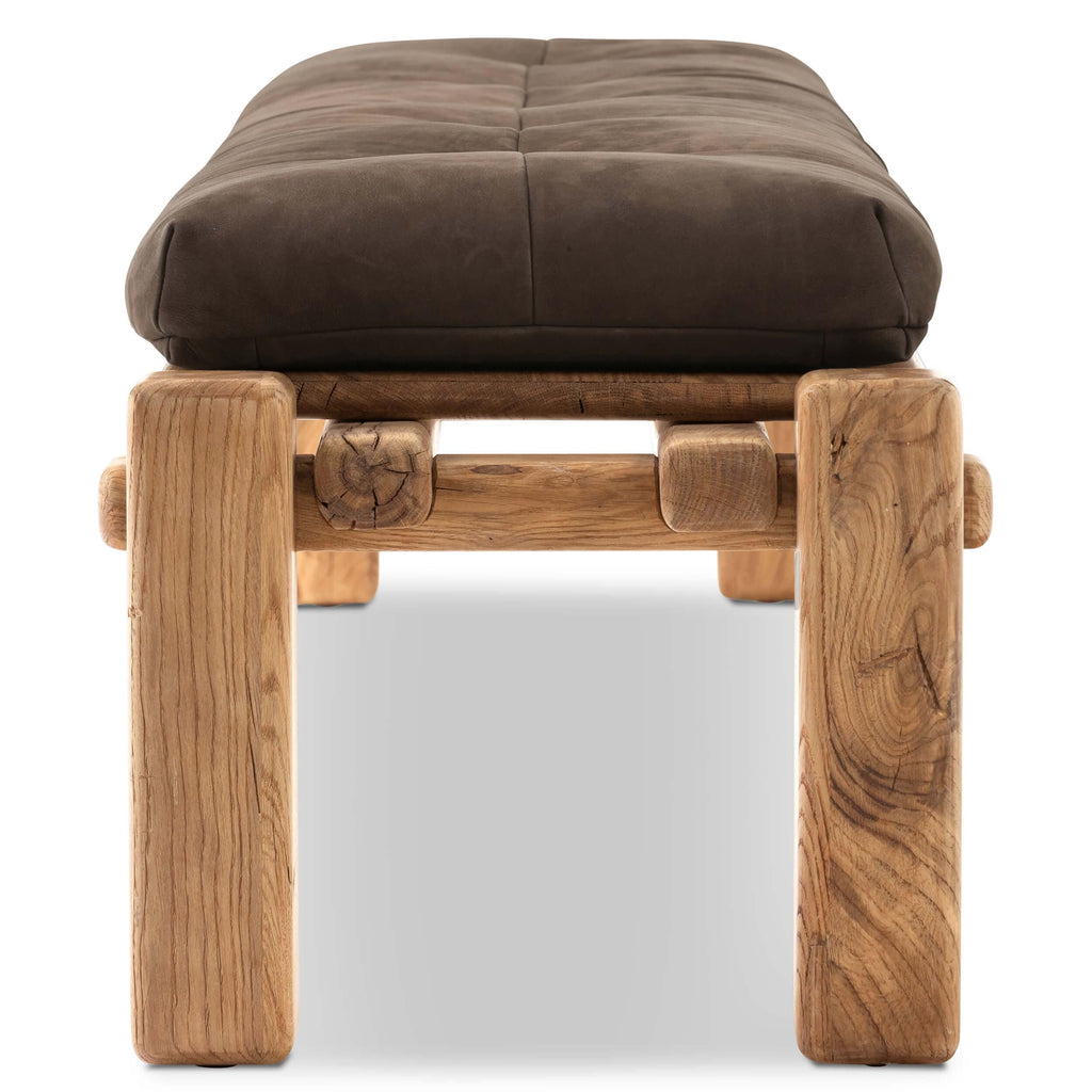 Marcia Leather Bench, Nubuck Cigar by Four Hands – High Fashion Home