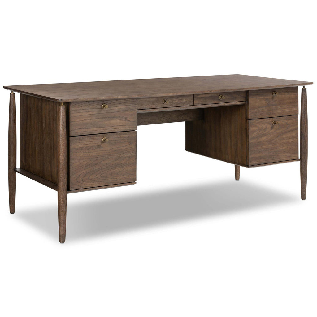 Markia Executive Desk, Aged Oak by Four Hands – High Fashion Home