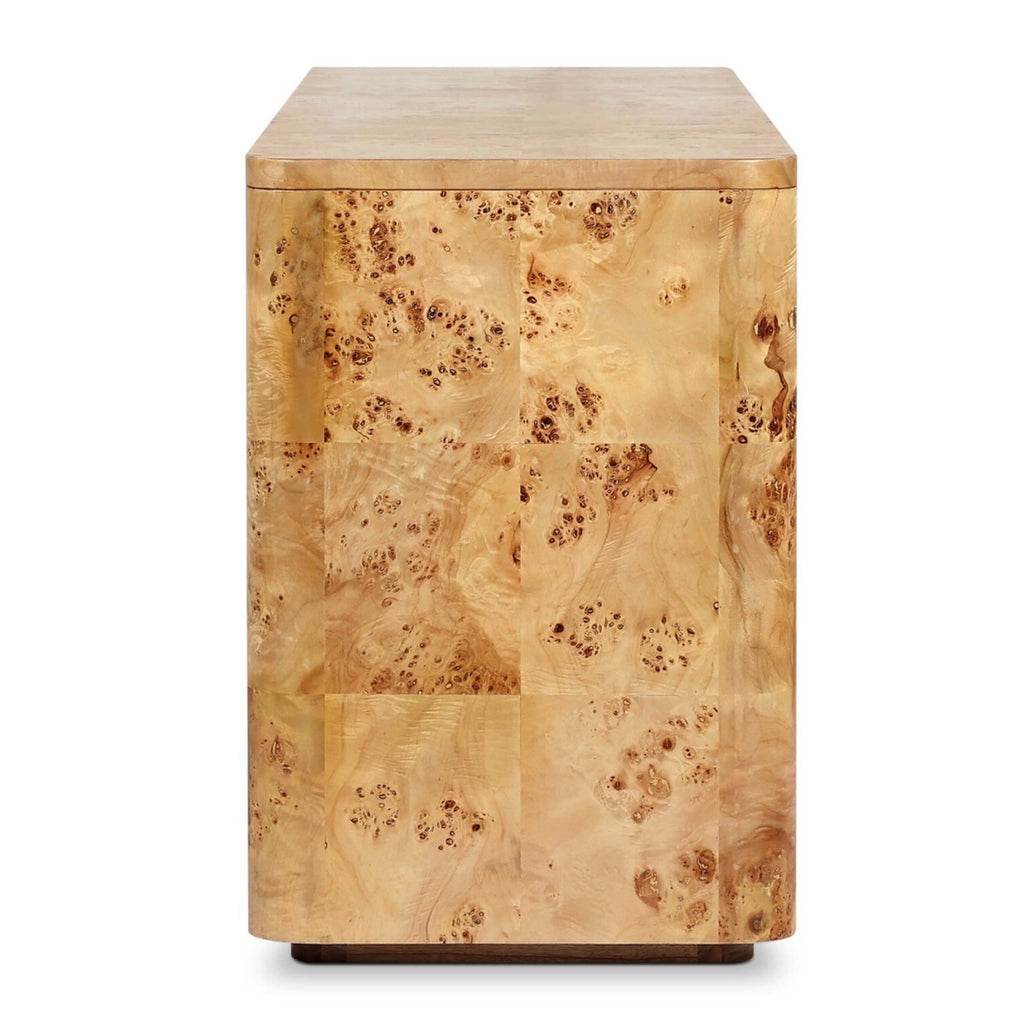 Mullins Media Console, Natural Mappa Burl by Four Hands – High Fashion Home
