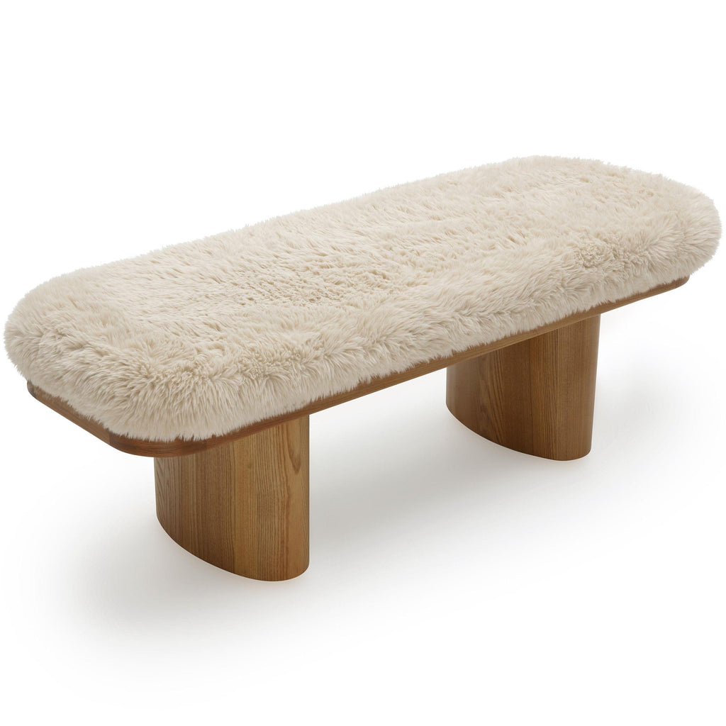 Ollie Vegan Shearling Bench, Natural – High Fashion Home