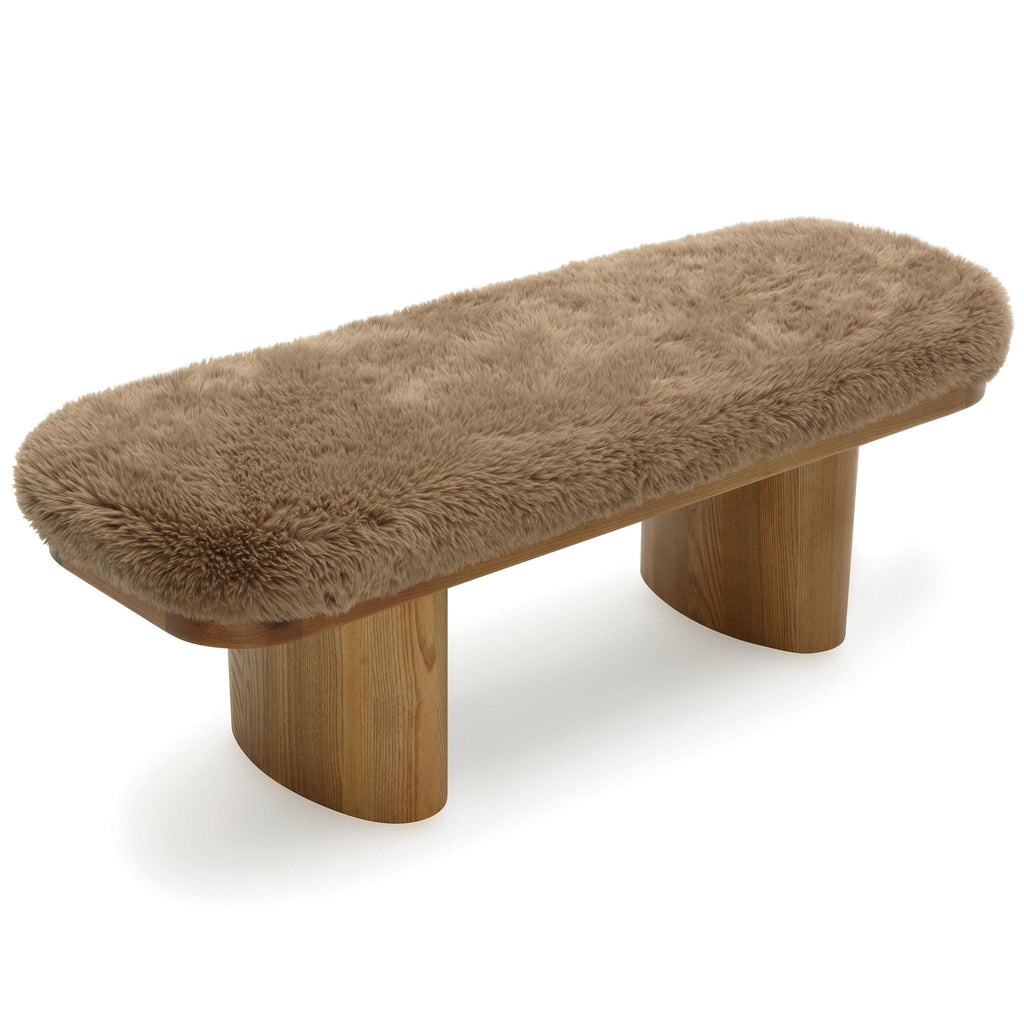 Ollie Vegan Shearling Bench, Taupe – High Fashion Home
