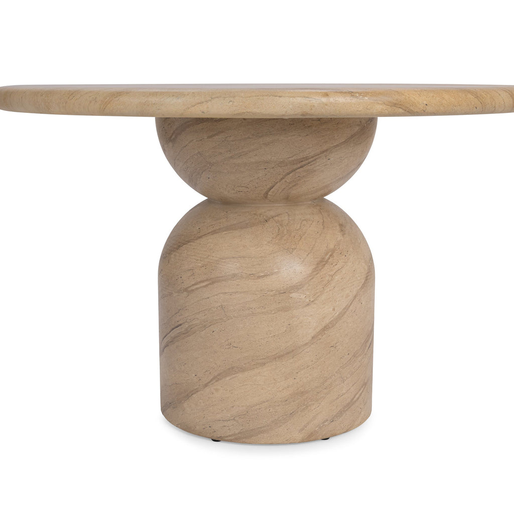 Portola Outdoor Round Dining Table, Beige – High Fashion Home