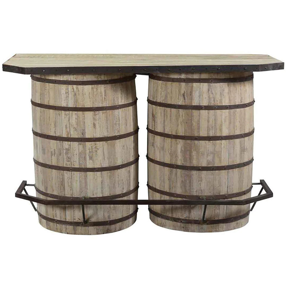Reclaimed Wood 64" Barrel Bar, Natural – High Fashion Home