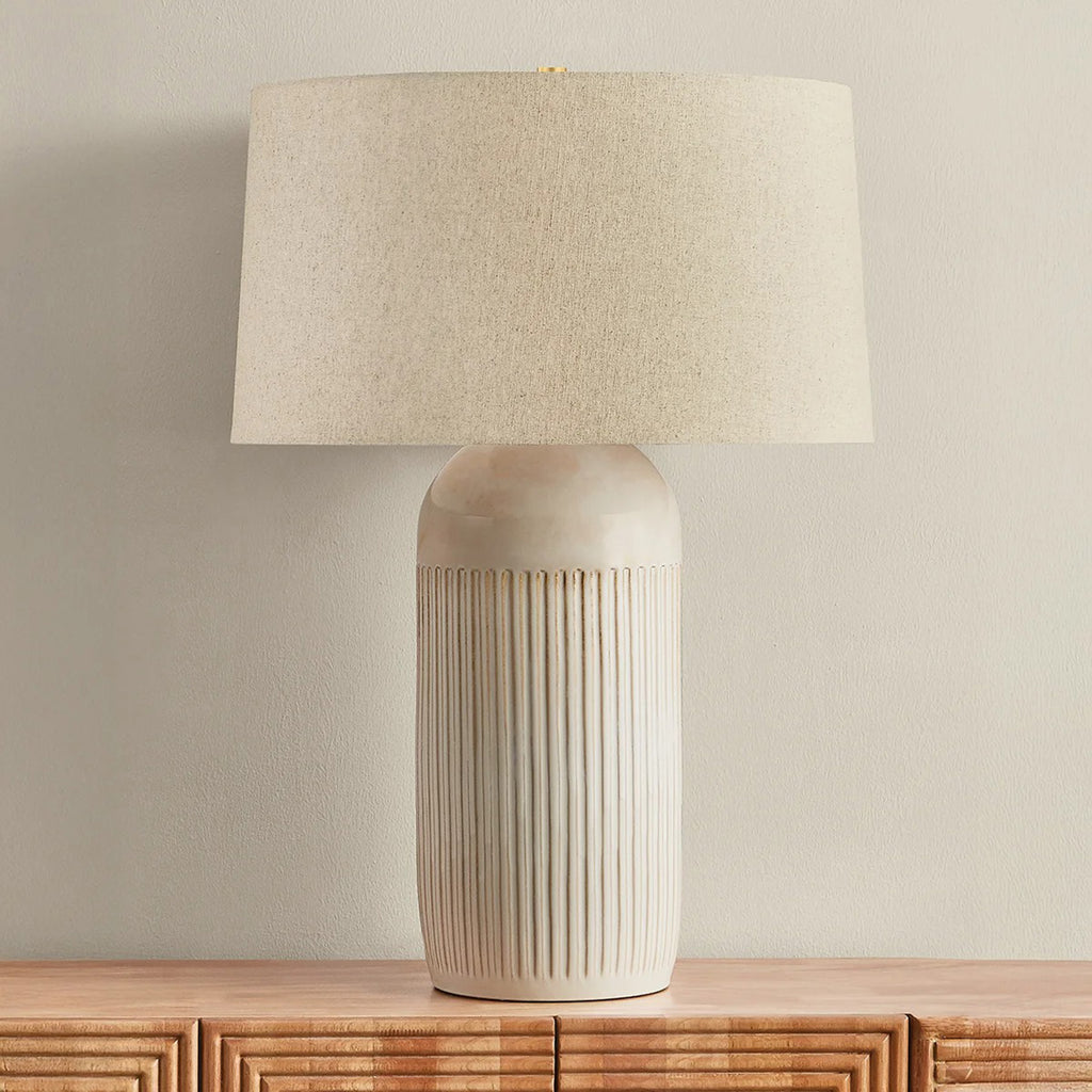 Steven Point Table Lamp, Aged brass/Ceramic Oyster White – High Fashion ...