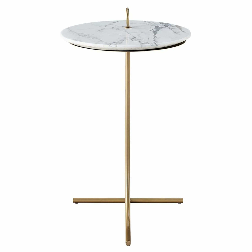 Stone Top Accent Table, White/Grey Marble – High Fashion Home