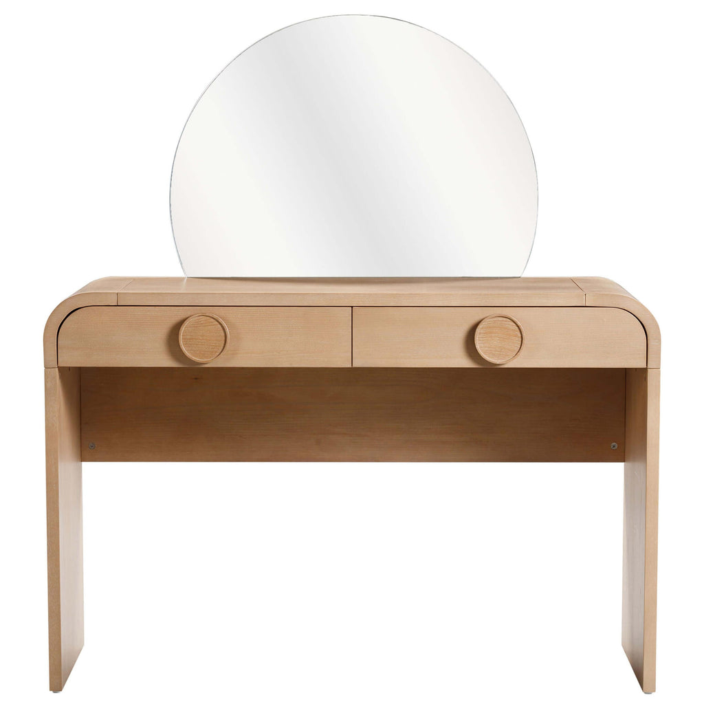 Moonrise Vanity Desk w/Mirror, Natural Ash – High Fashion Home