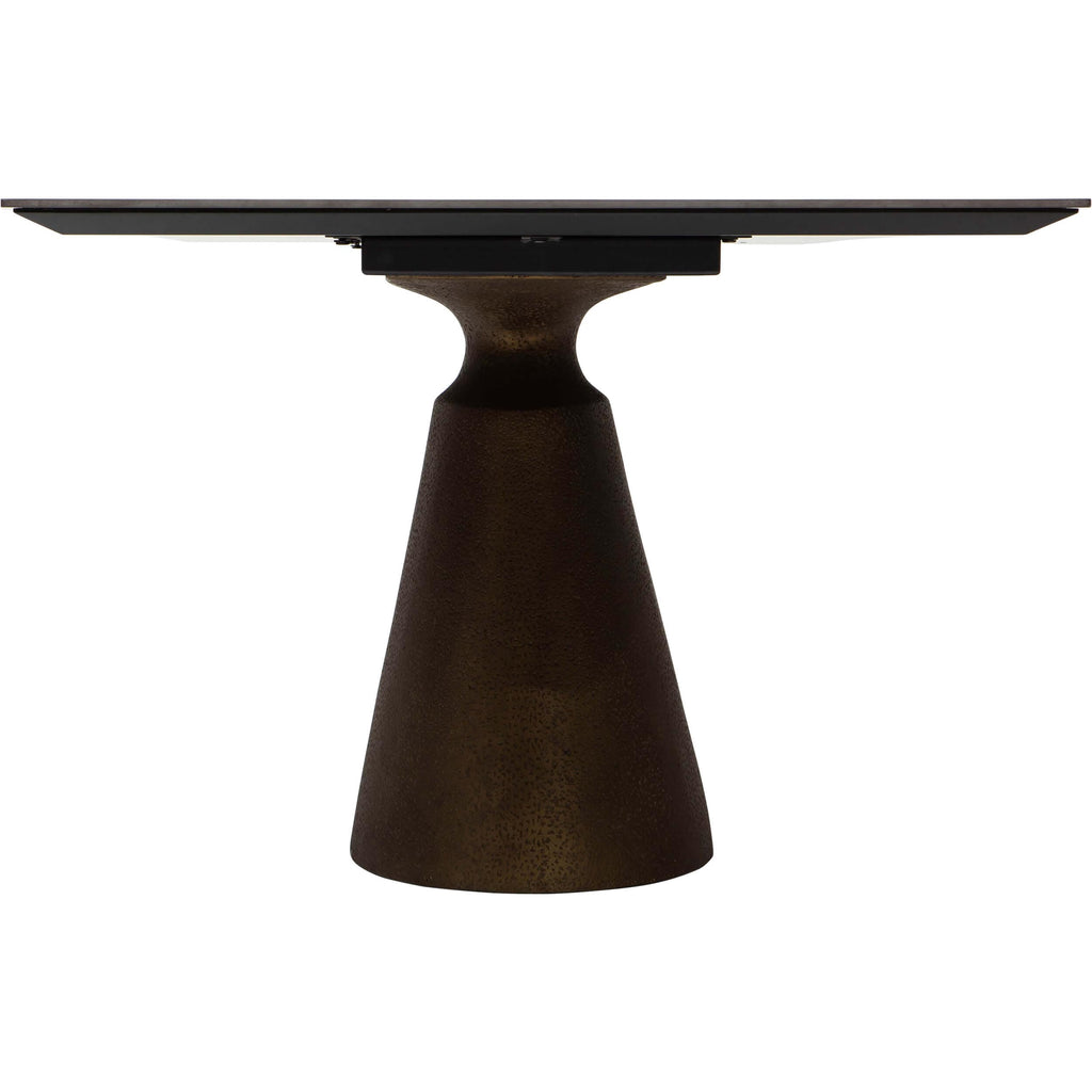 Taji Rectangular Dining Table, Black/Gold Beaten Metal Base – High ...