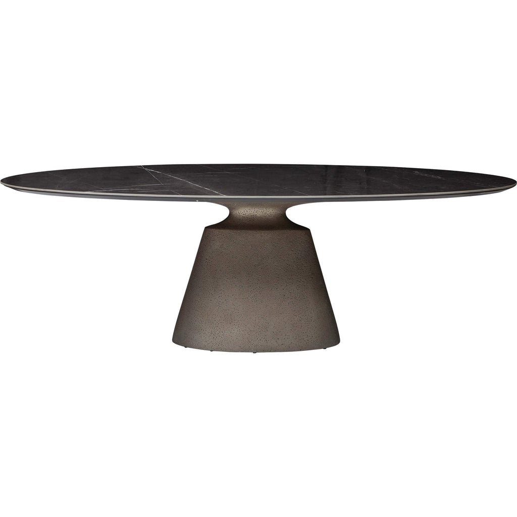 Taji Oval Dining Table, Polished Grey/Textured Silver Base – High ...
