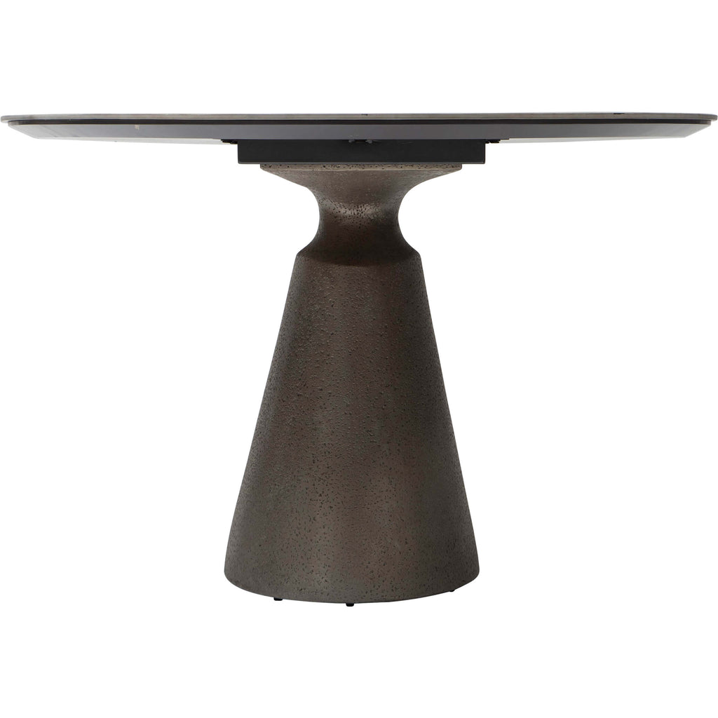 Taji Oval Dining Table, Polished Grey/Textured Silver Base – High ...