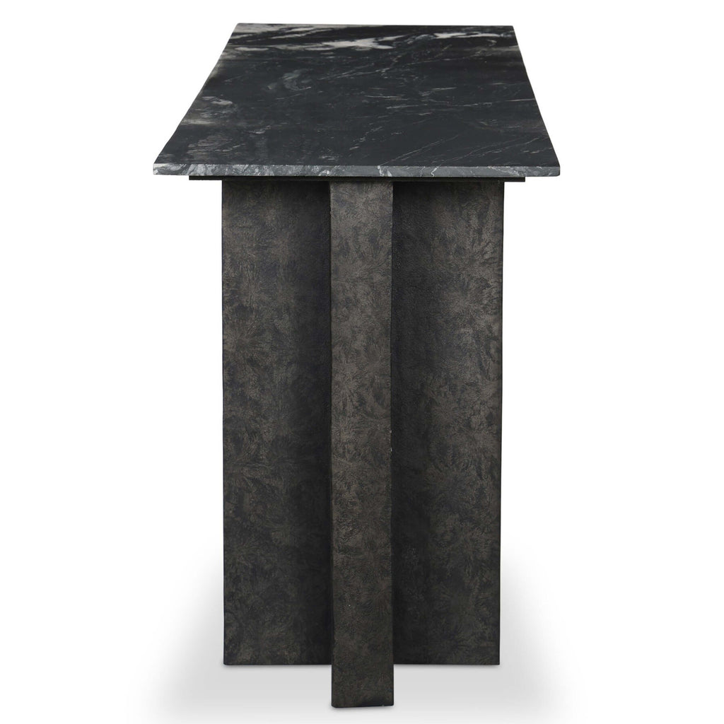 Terrell Large Console Table, Black Marble/Raw Black by Four Hands ...