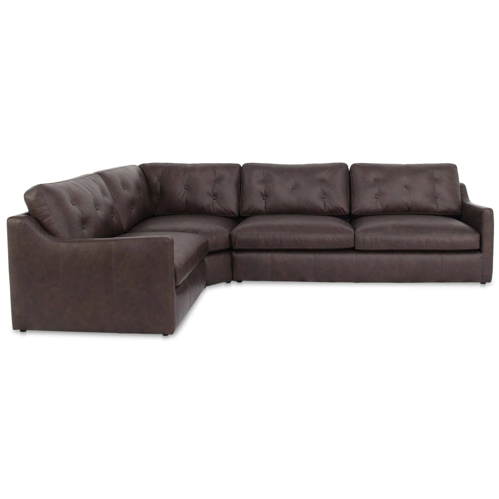 Thurlow 3 Piece Left Modular Leather Sectional, Espresso Brown – High ...