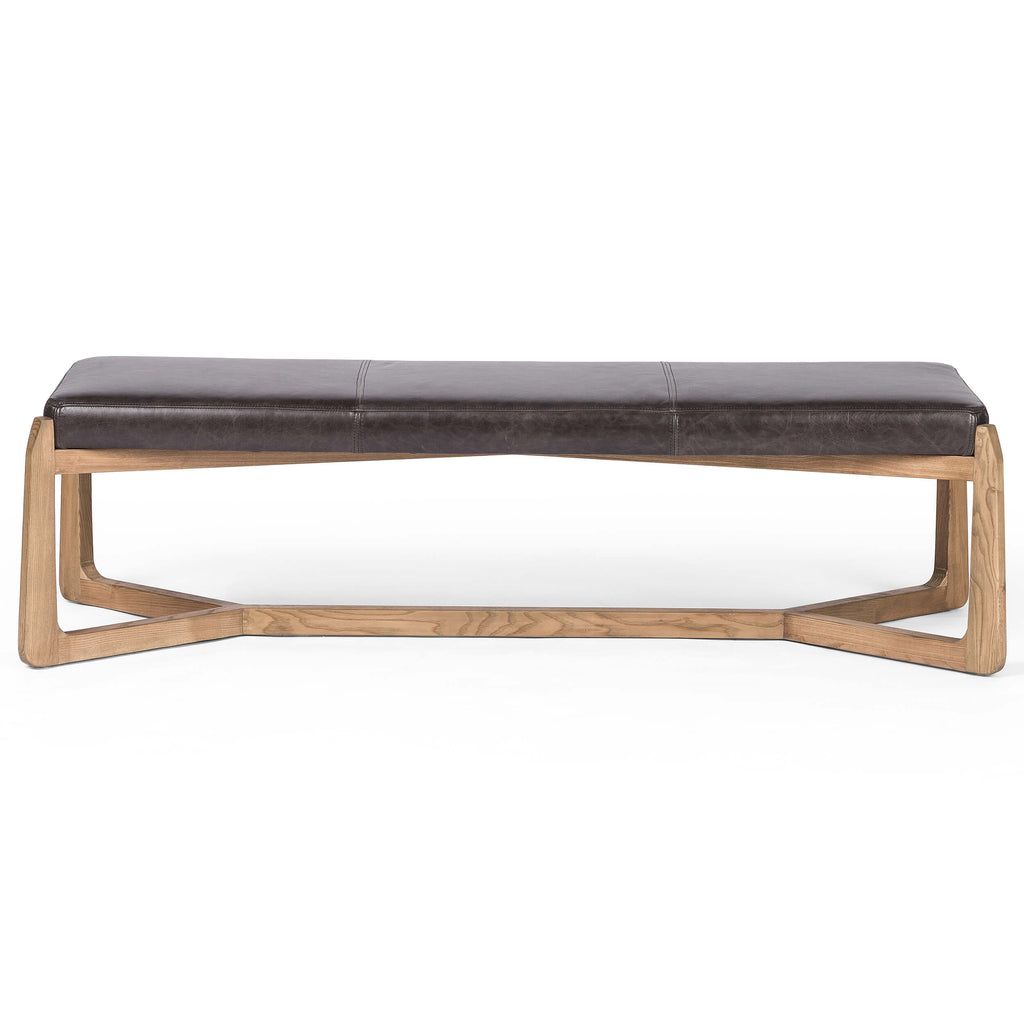 Roscoe Leather Bench, Sonoma Black by Four Hands – High Fashion Home