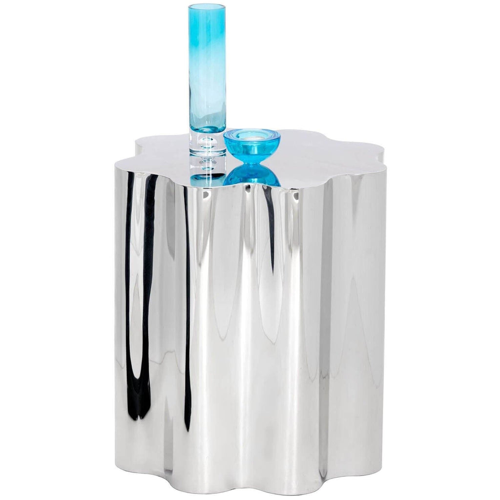 Dahlia Side Table, Polished Stainless – High Fashion Home