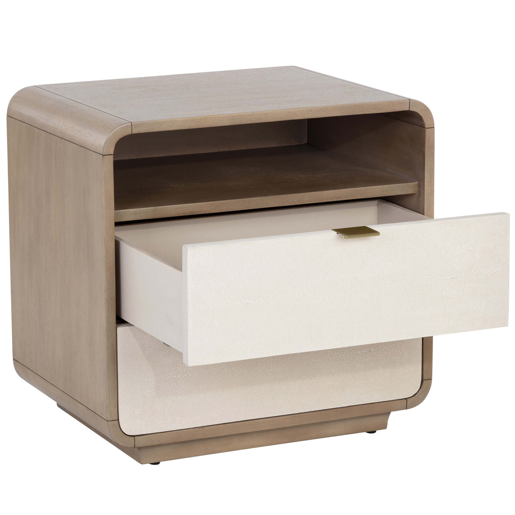 Kayden Nightstand, Cream Shagreen – High Fashion Home