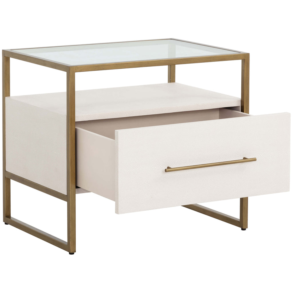 Venice Nightstand, Oyster Shagreen – High Fashion Home