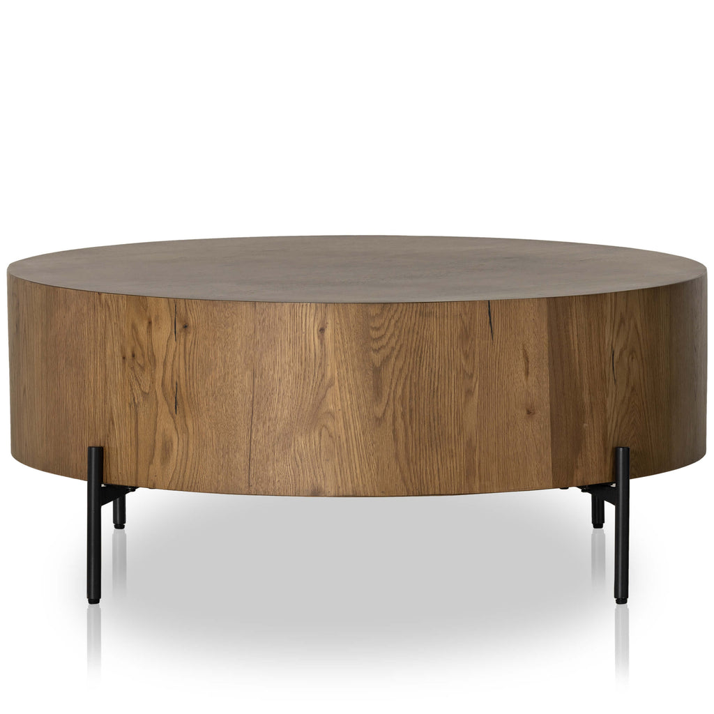 Eaton Drum Coffee Table, Amber Oak by Four Hands – High Fashion Home