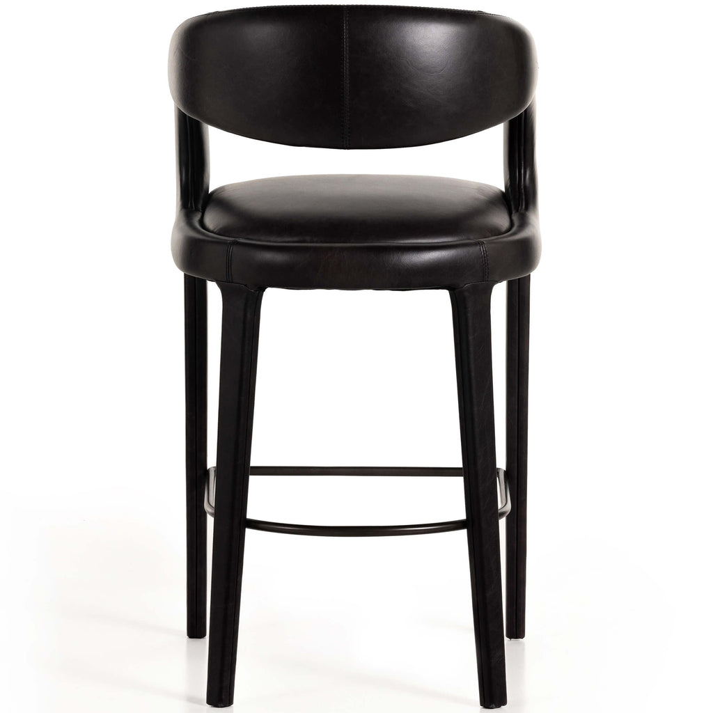 Hawkins Leather Bar Stool, Sonoma Black – High Fashion Home