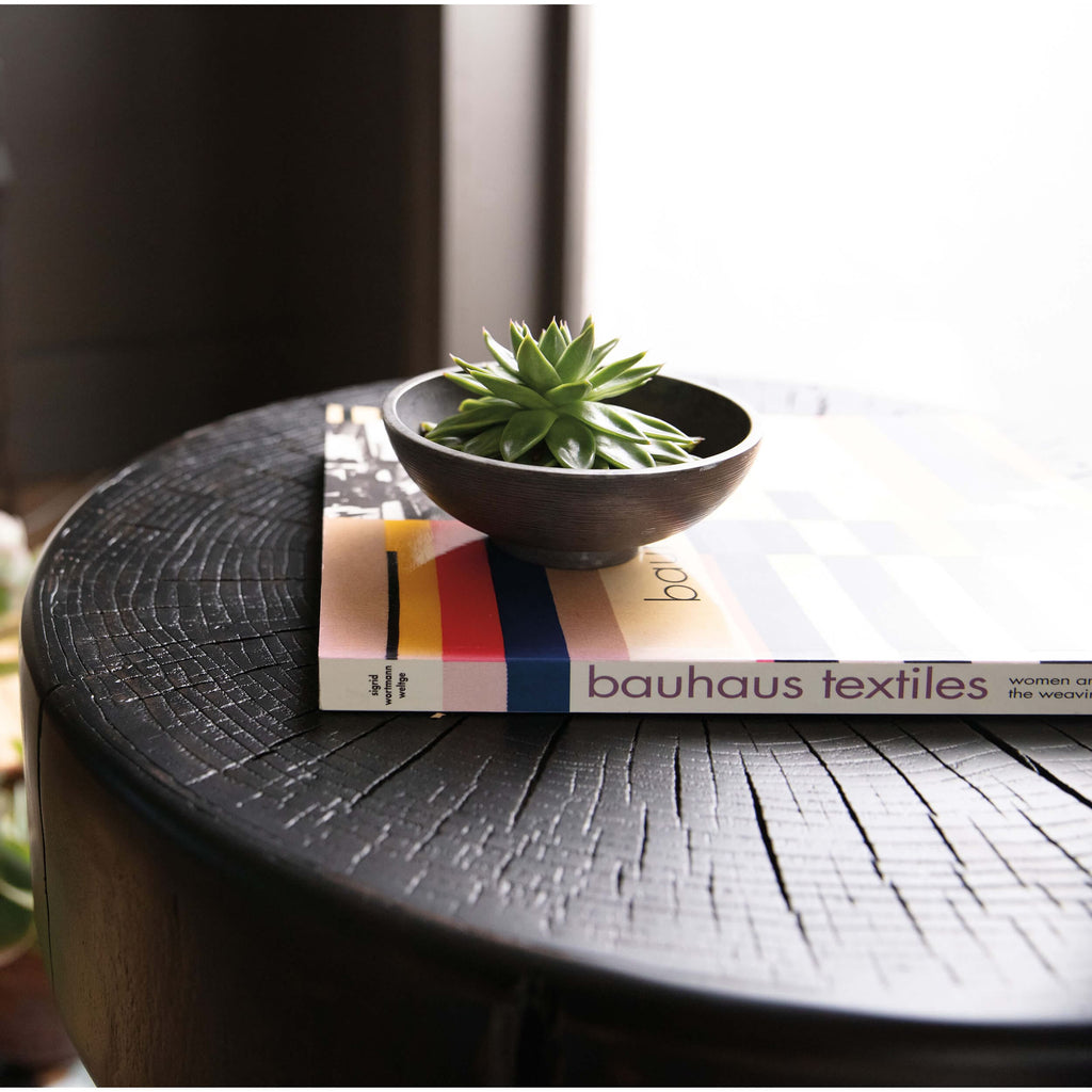 Carved Stump Side Table, Black – High Fashion Home