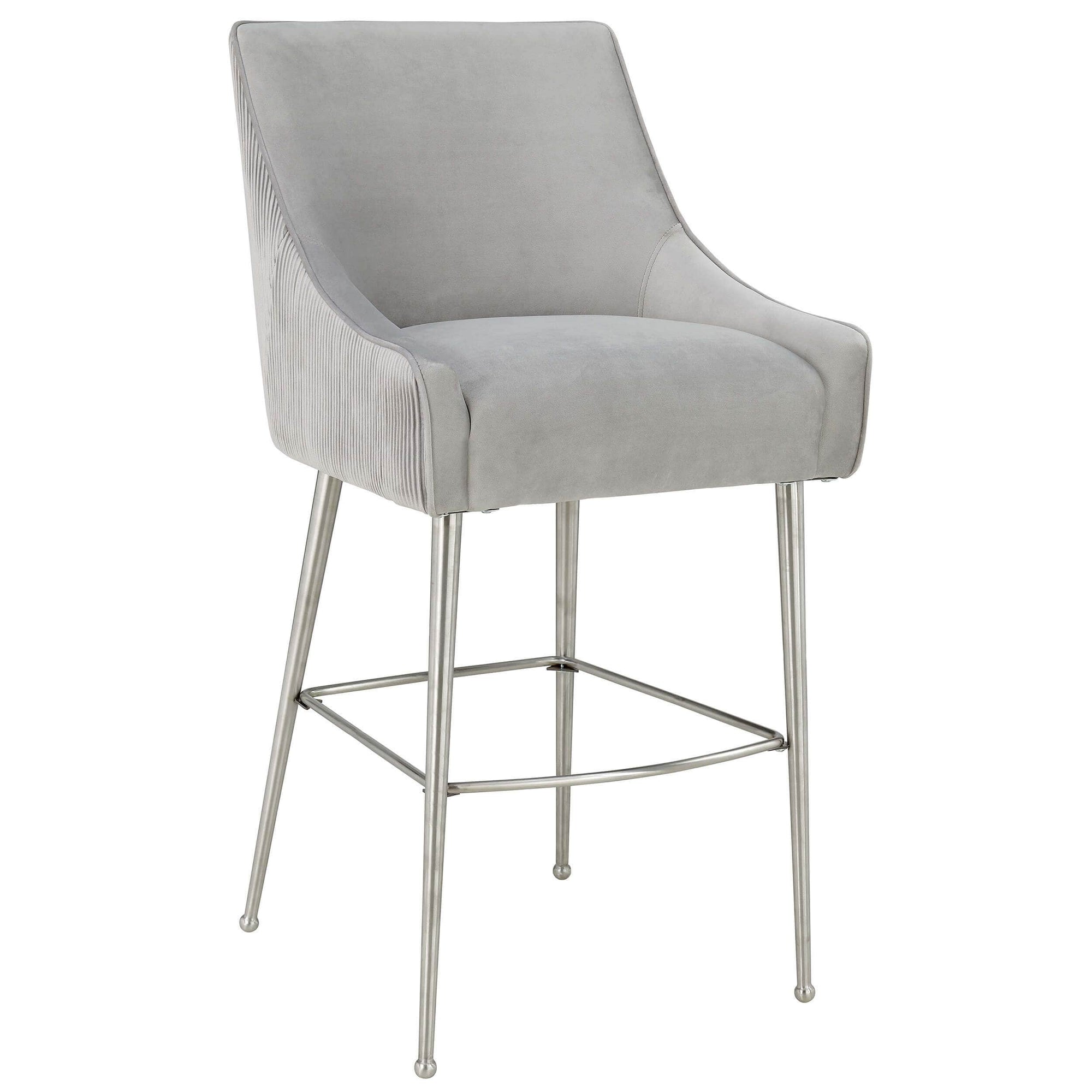 Beatrix Pleated Bar & Counter Stool, Light Grey – High Fashion Home