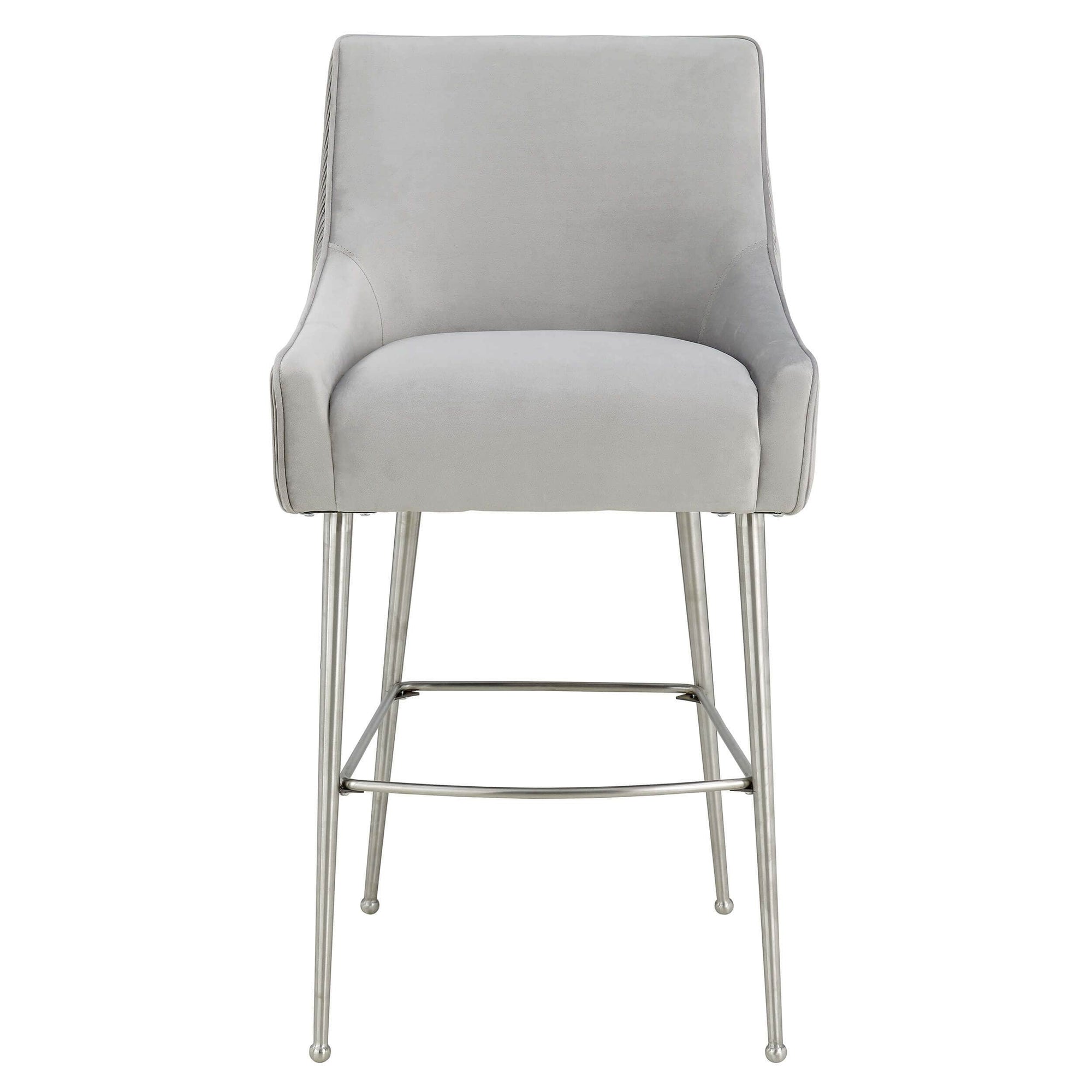 Beatrix Pleated Bar & Counter Stool, Light Grey – High Fashion Home
