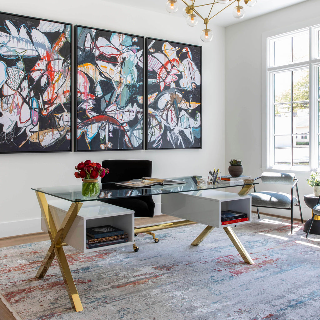 Beverly Large Desk, White/Gold – High Fashion Home