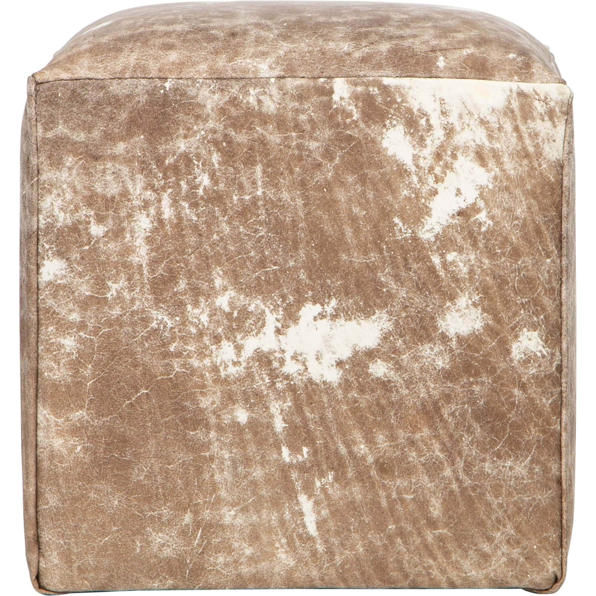 Distressed Leather Pouf, Dark – High Fashion Home