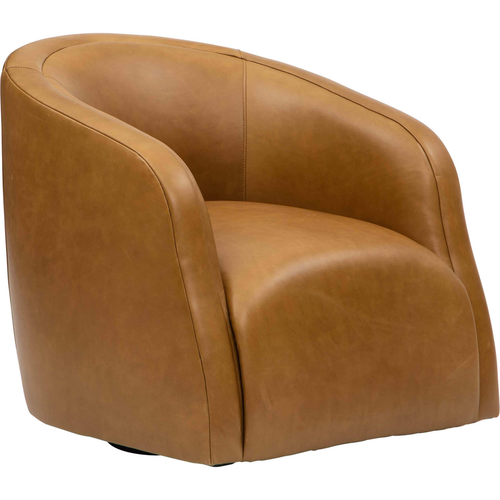 Finn Leather Swivel Chair, Libby Amaretto – High Fashion Home