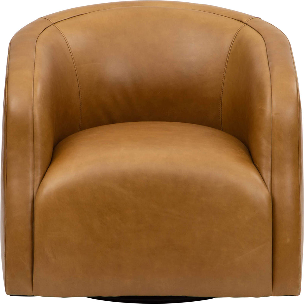 Finn Leather Swivel Chair, Libby Amaretto – High Fashion Home