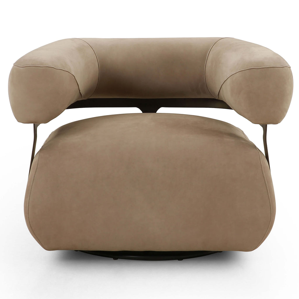 Gareth Leather Swivel Chair, Nubuck Silver – High Fashion Home