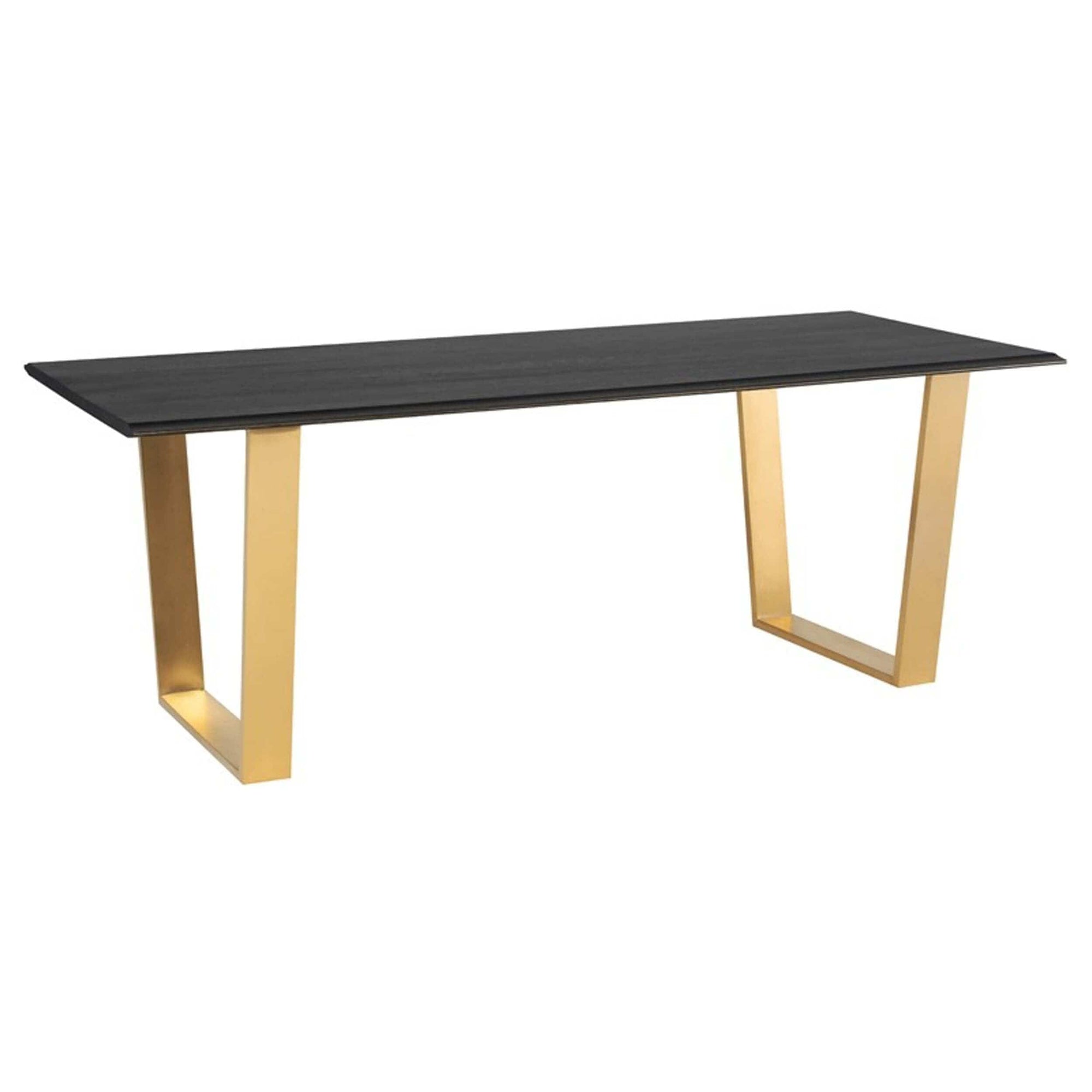 Linea Dining Table, Ebonized Oak/Brushed Gold Base – High Fashion Home