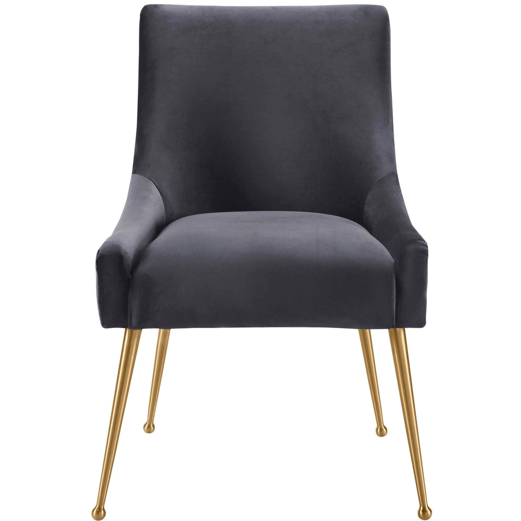 Beatrix Pleated Chair, Grey/Brushed Gold Base – High Fashion Home