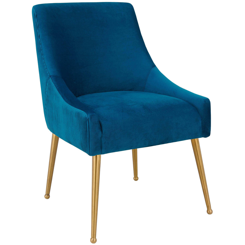 Beatrix Pleated Chair, Navy/Brushed Gold Legs – High Fashion Home